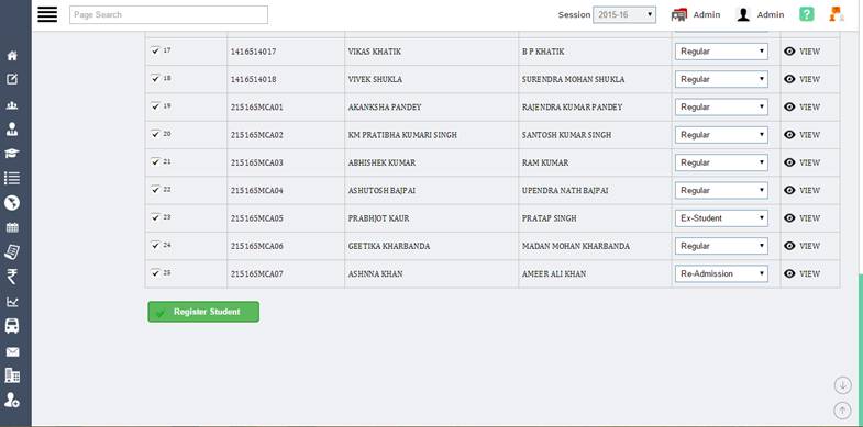 2. StudentRegistration (Existing Students)