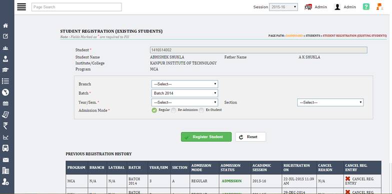 b. In this formyou can select the student from the suggestion list ...